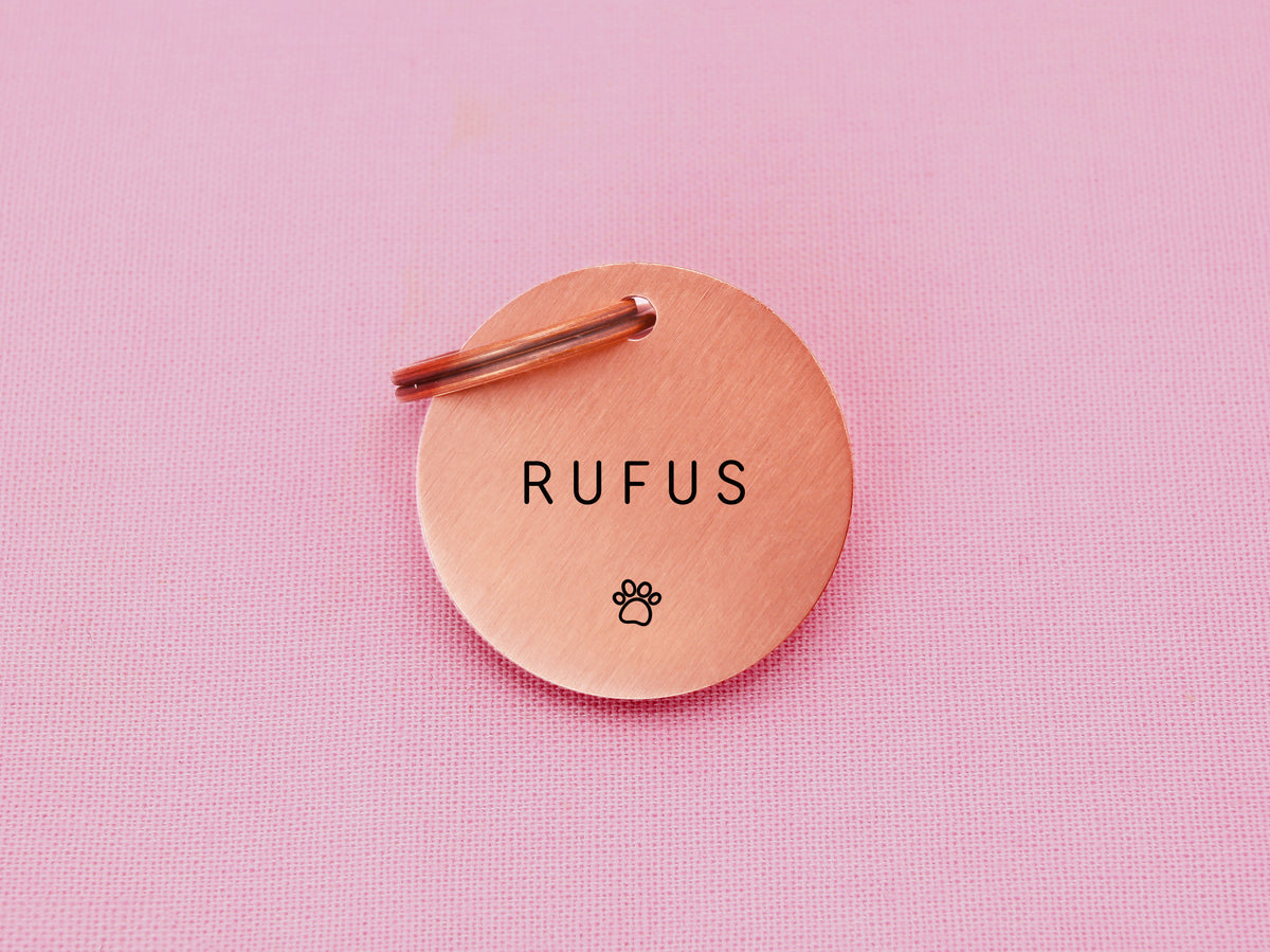 Personalised Heavy Duty Copper Paw Pet ID Tag. 4 Sizes for Cats & Dogs ...
