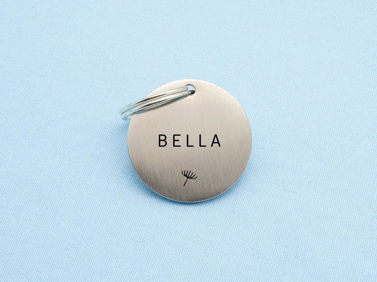 Personalised Heavy Duty Stainless Steel Dandelion Pet ID Tag. 4 Sizes ...