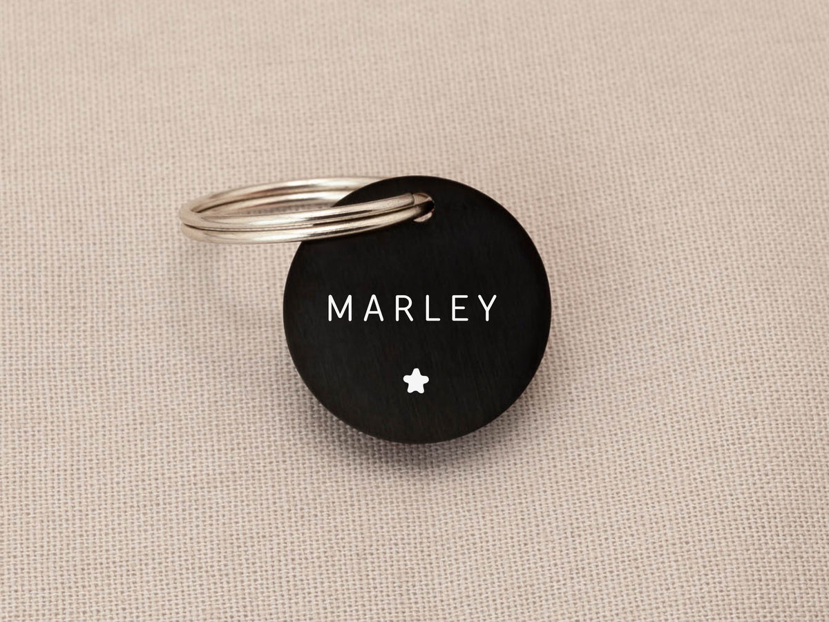 Personalised Heavy Duty Black Stainless Steel Star Pet ID Tag. 4 Sizes ...